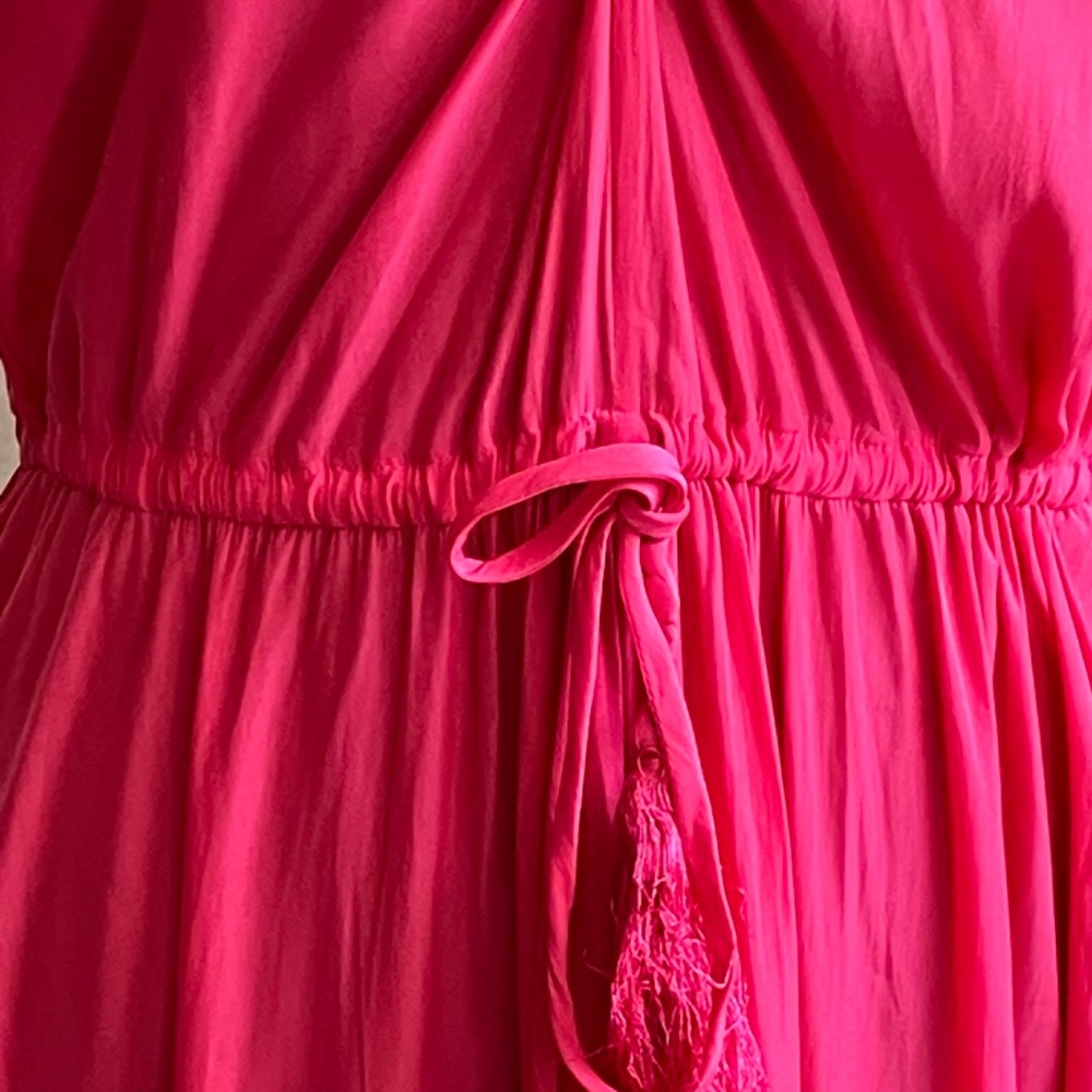 Calypso Bright, Pink 70s Inspired Maxi Dress With Poc… - Gem
